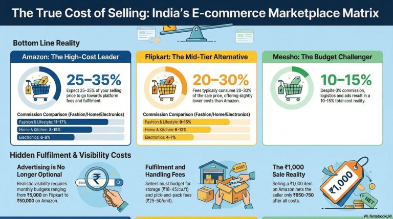 Amazon vs Flipkart vs Meesho 2026: Guide for Indian Sellers