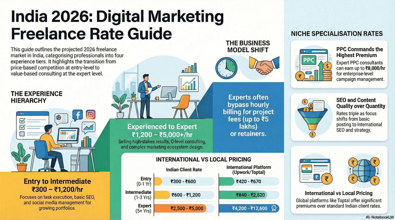 Freelance Digital Marketing Rates India 2026 (Hourly+Monthly)